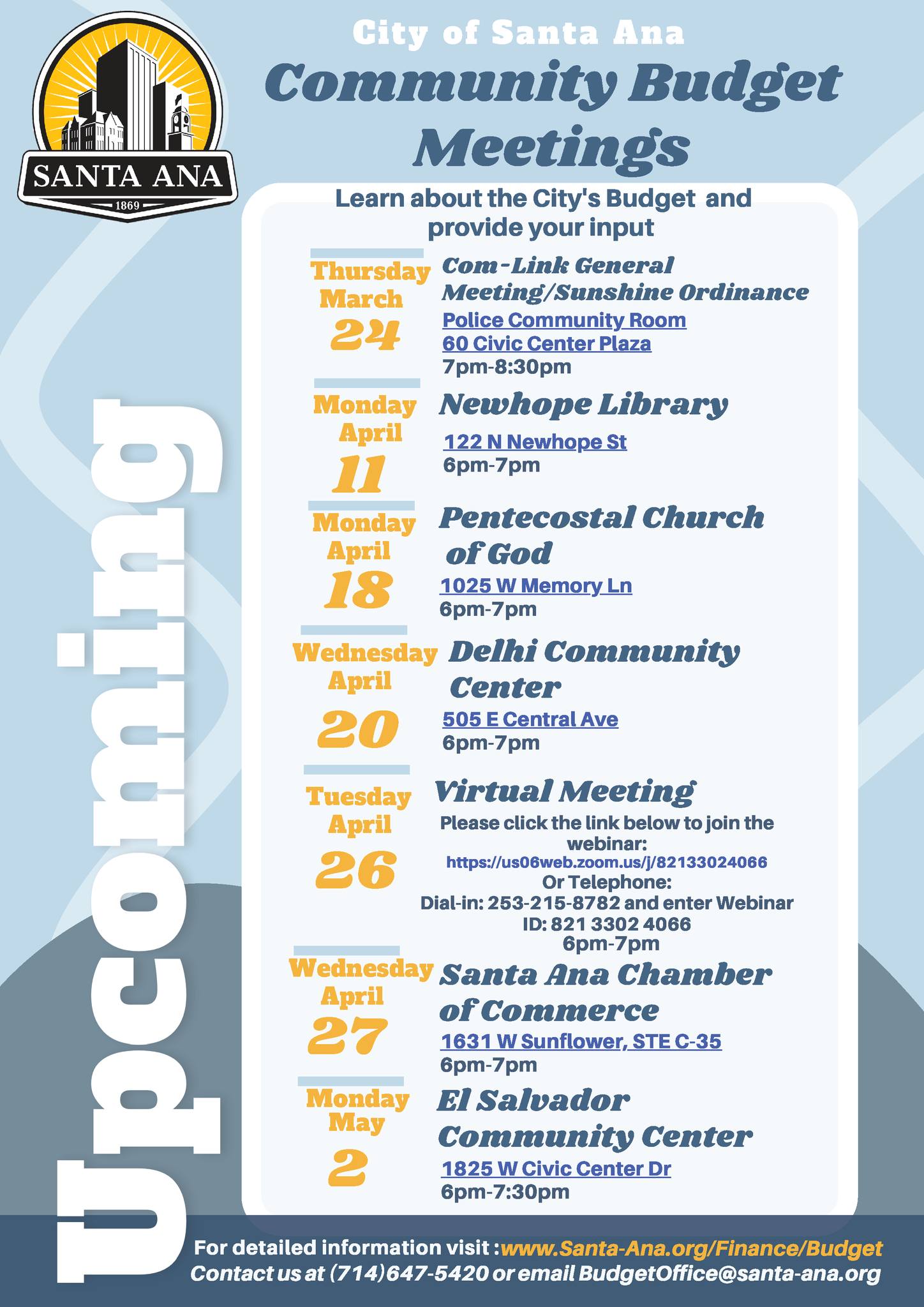 Santa Ana public community budget meetings starting on March 24 – New ...