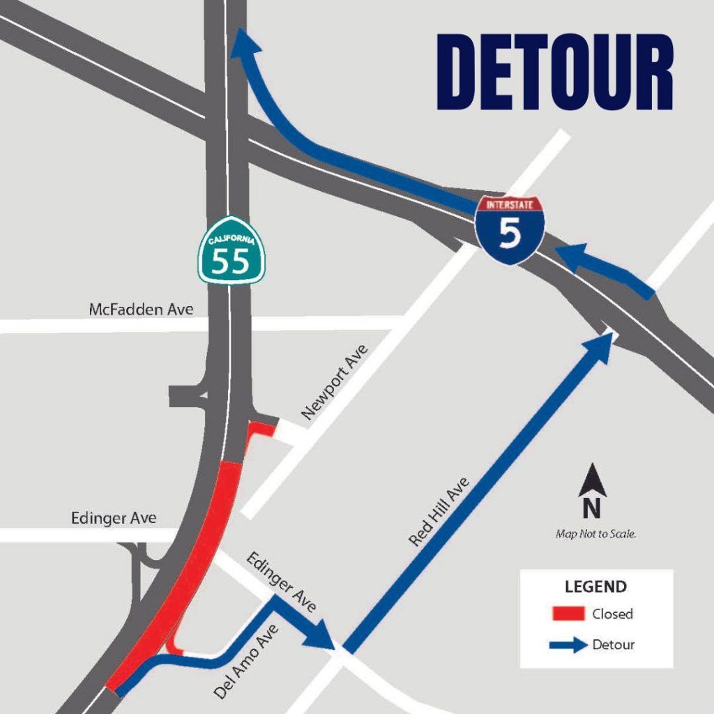The NB 55 Freeway in Santa Ana will be closed on March 10 and 11 at ...