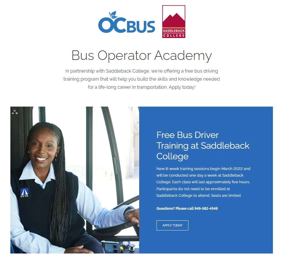 Free OCTA bus operator academy starting on April 8 at Saddleback ...