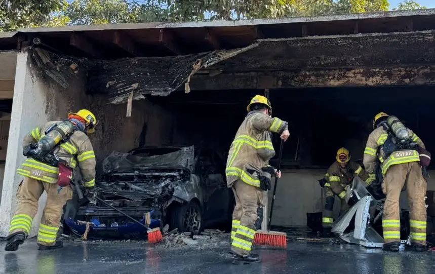 OCFA firefighters knocked down a fire at a Tustin apartment carport ...