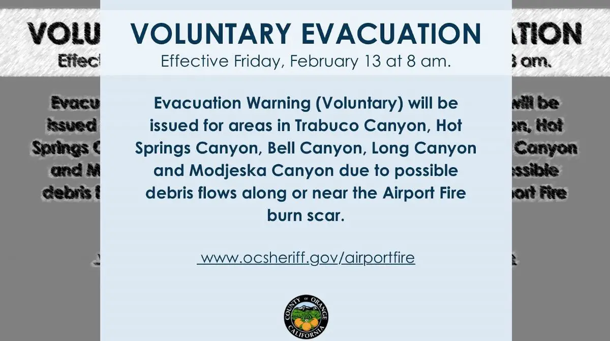 Voluntary evacuation warning issued for the canyons near the O.C ...