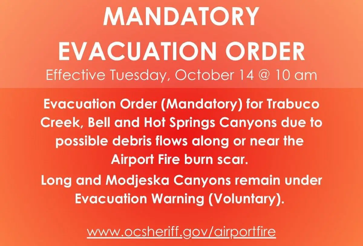 Mandatory evacuation order issued for Orange County Canyons today - New ...