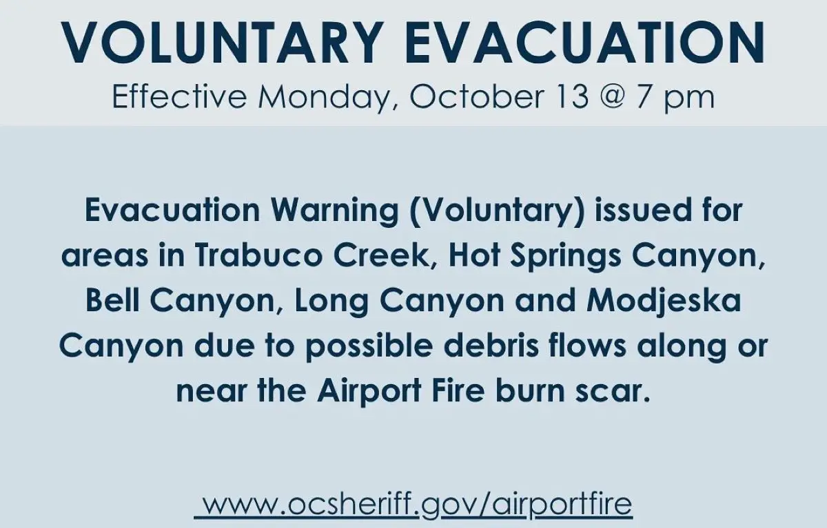 Voluntary evacuation warning issued for Orange County canyons near the ...